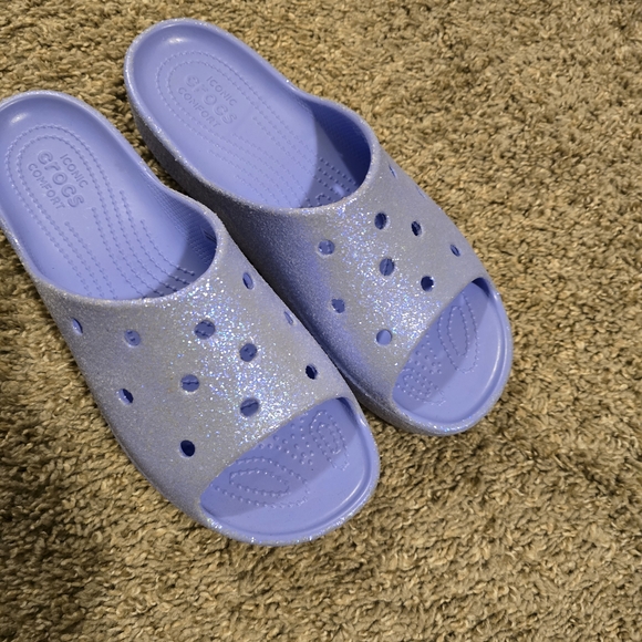 CROCS | Shoes | Crocs Glittery Purple Wedges | Poshmark